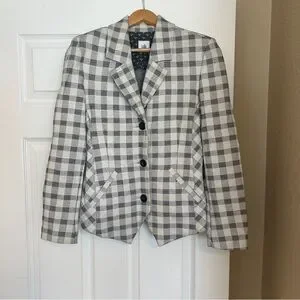 CAbi | Jackets & Coats | Cabi Valentina Black White Grey Plaid Blazer ...